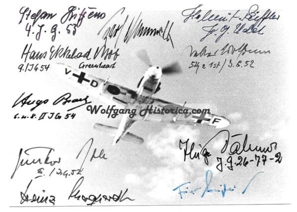 10x Luftwaffe Knight’s Cross Holder Signed Image of Bf109 – Wolfgang ...