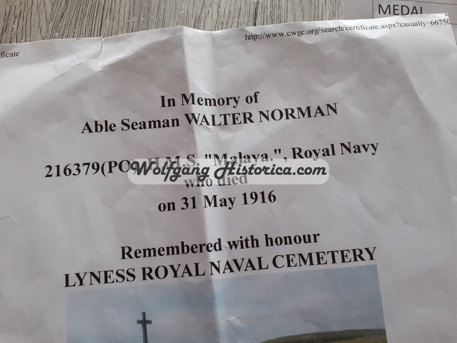 Memorial Plaque (“Death Penny”) Sailor KIA during Battle of Jutland ...