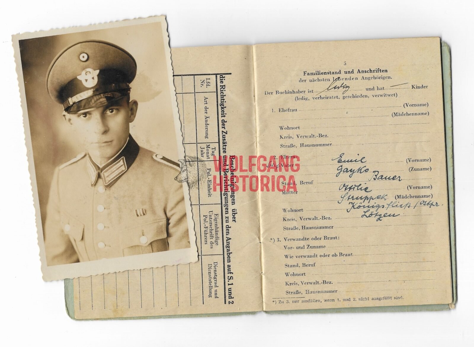 Polizei Soldbuch (Rare Memellandmedaille entry) – Wolfgang Historica