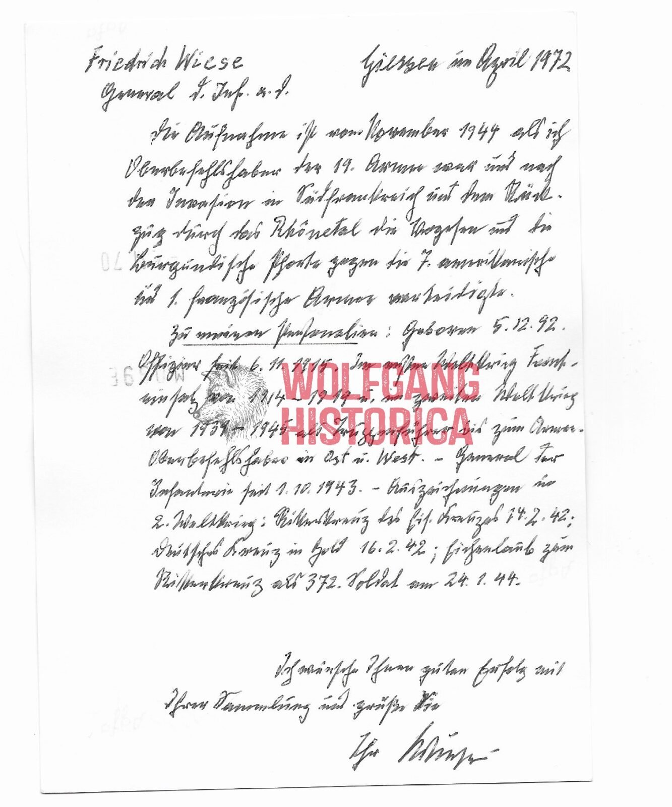 Friedrich Wiese – Infanterie-Regiment 38 & XXXV. Armeekorps (Oakleaves ...