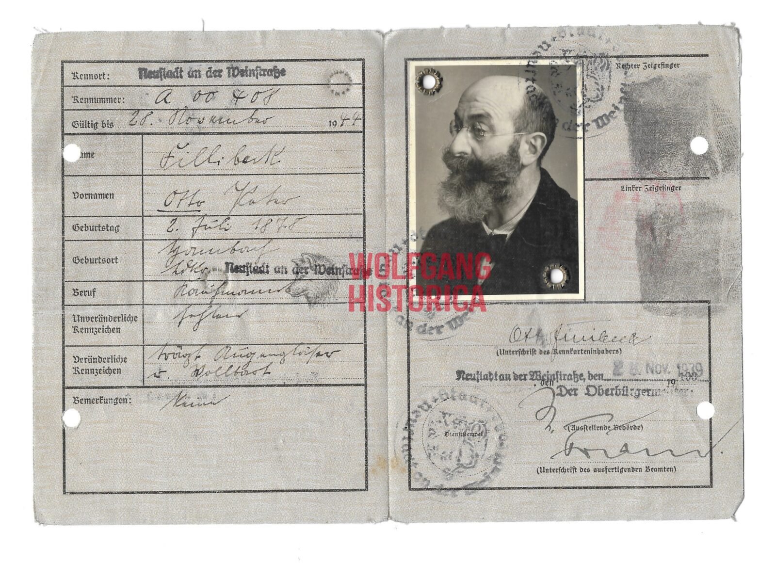 Deutsches Reich – Kennkarte – Neustadt an der Weinstraße (1939 ...